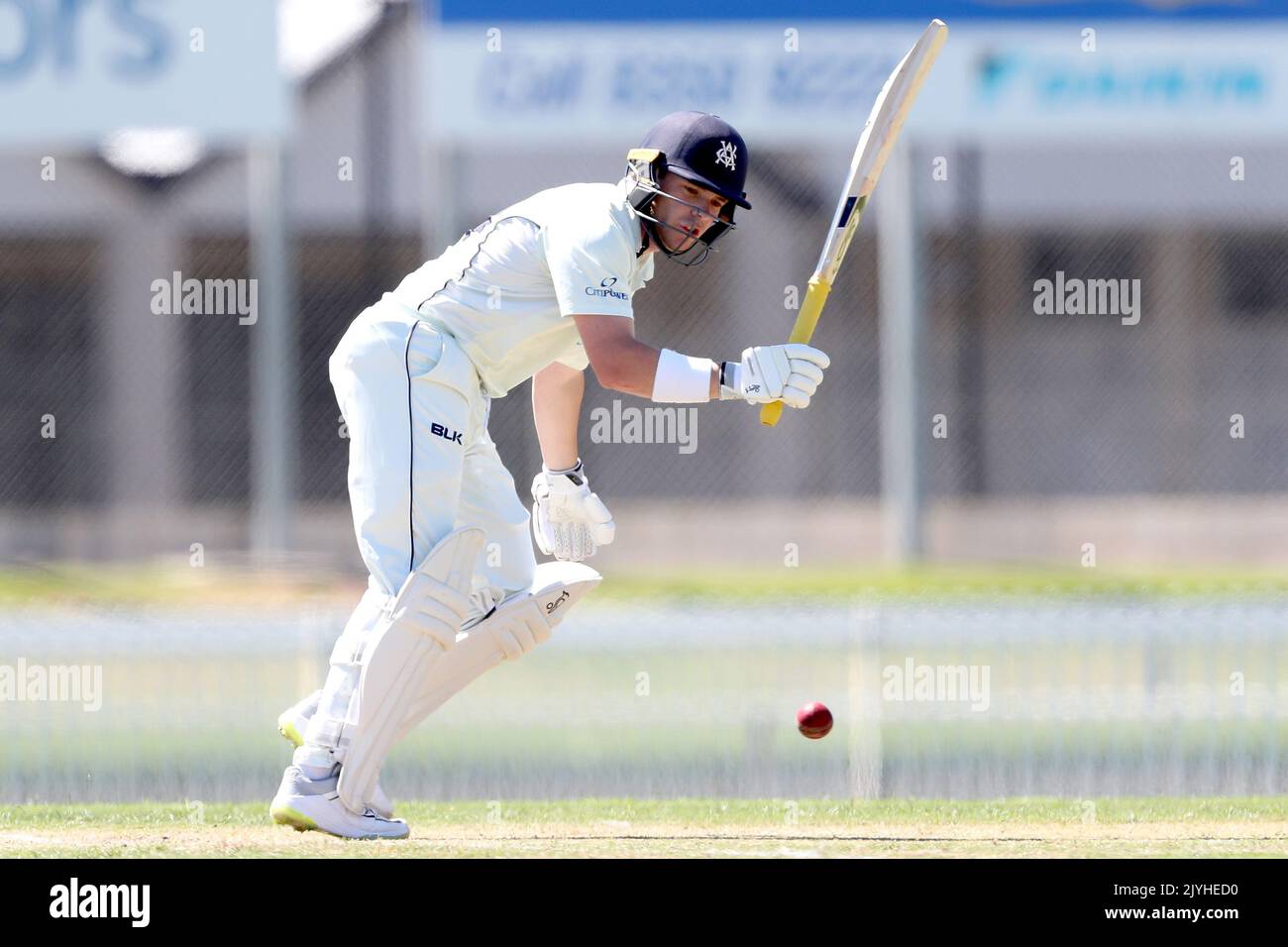 Marcus Harris of Victoria bats during day 3 of the Round 3 Marsh ...