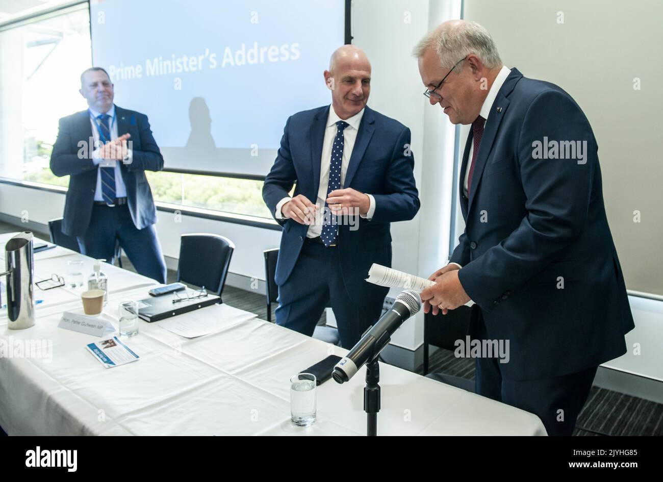 Prime Minister Scott Morrison and Tasmanian Premier Peter Gutwein ...