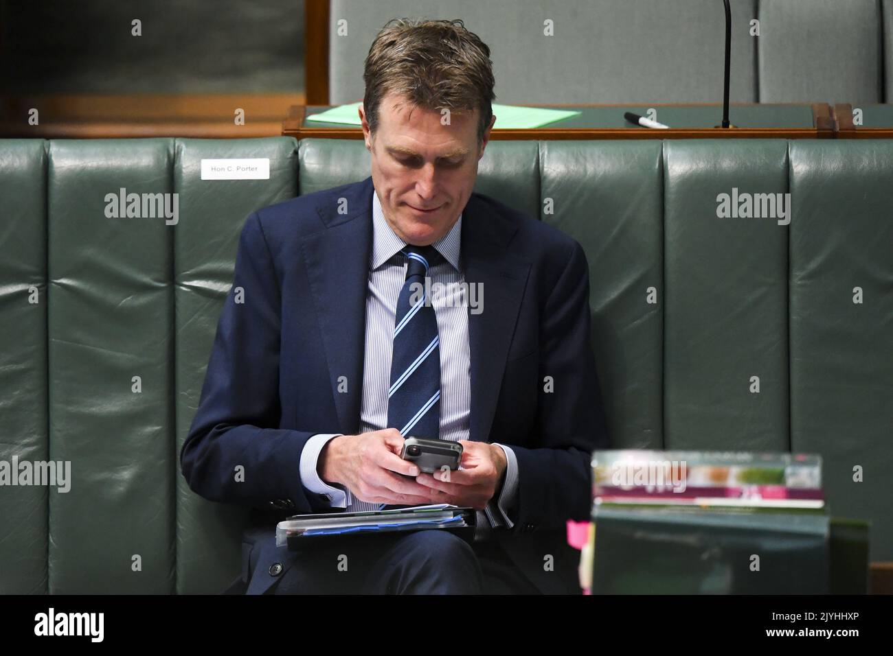 Australian Attorney-General Christian Porter reacts during House of ...