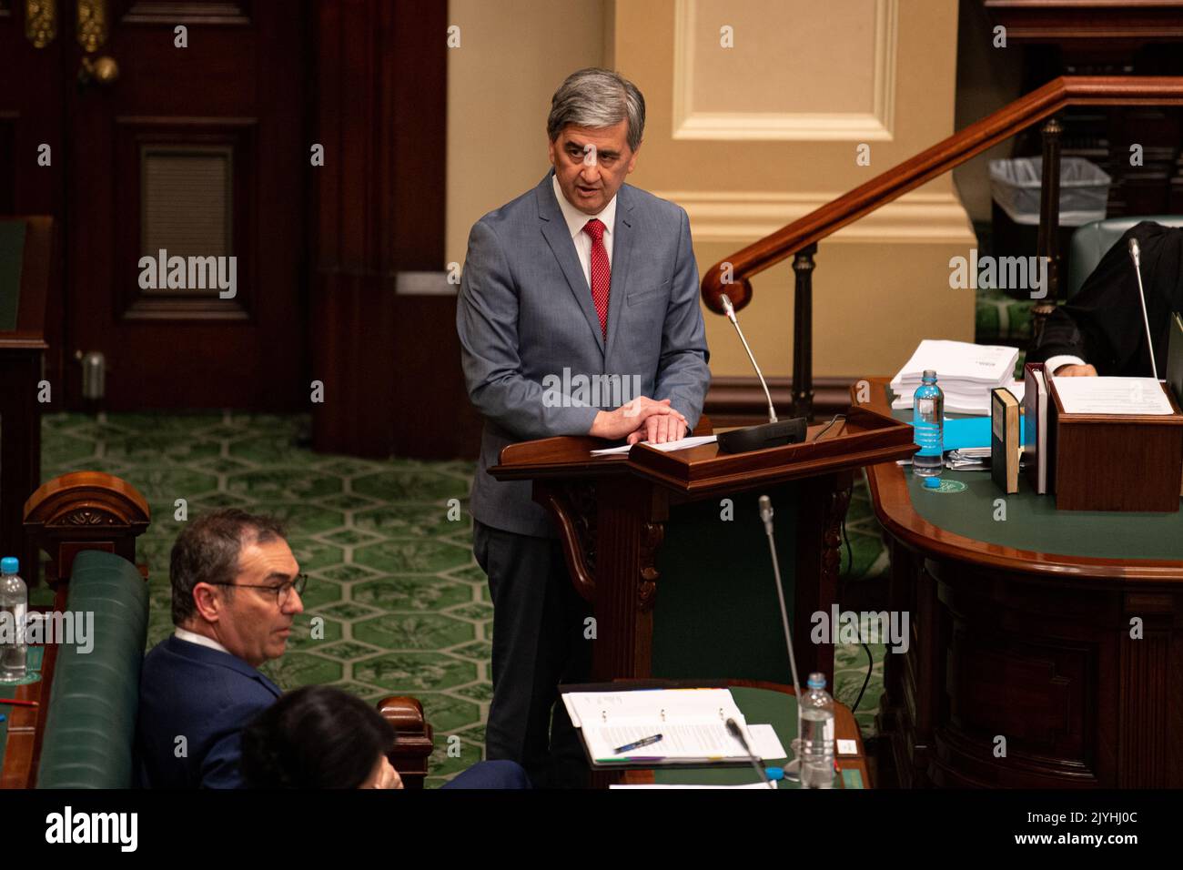 South Australian Treasurer Rob Lucas delivers the 2020/21 state budget ...