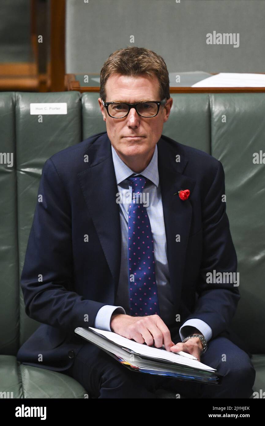 Australian Attorney-General Christian Porter reacts during House of ...