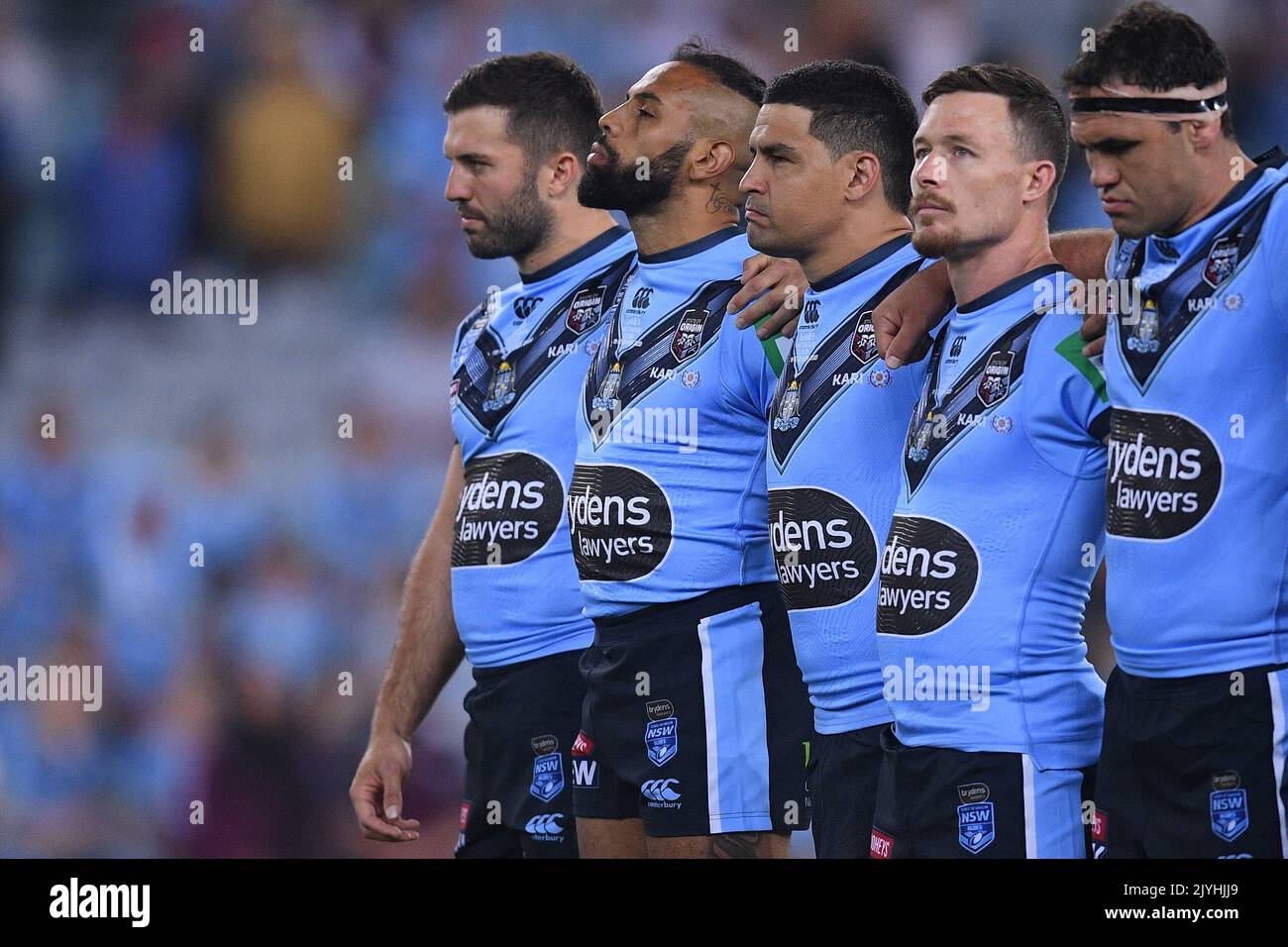 The NSW Blues line up ahead of kick off during Game 2 of the 2020 State ...