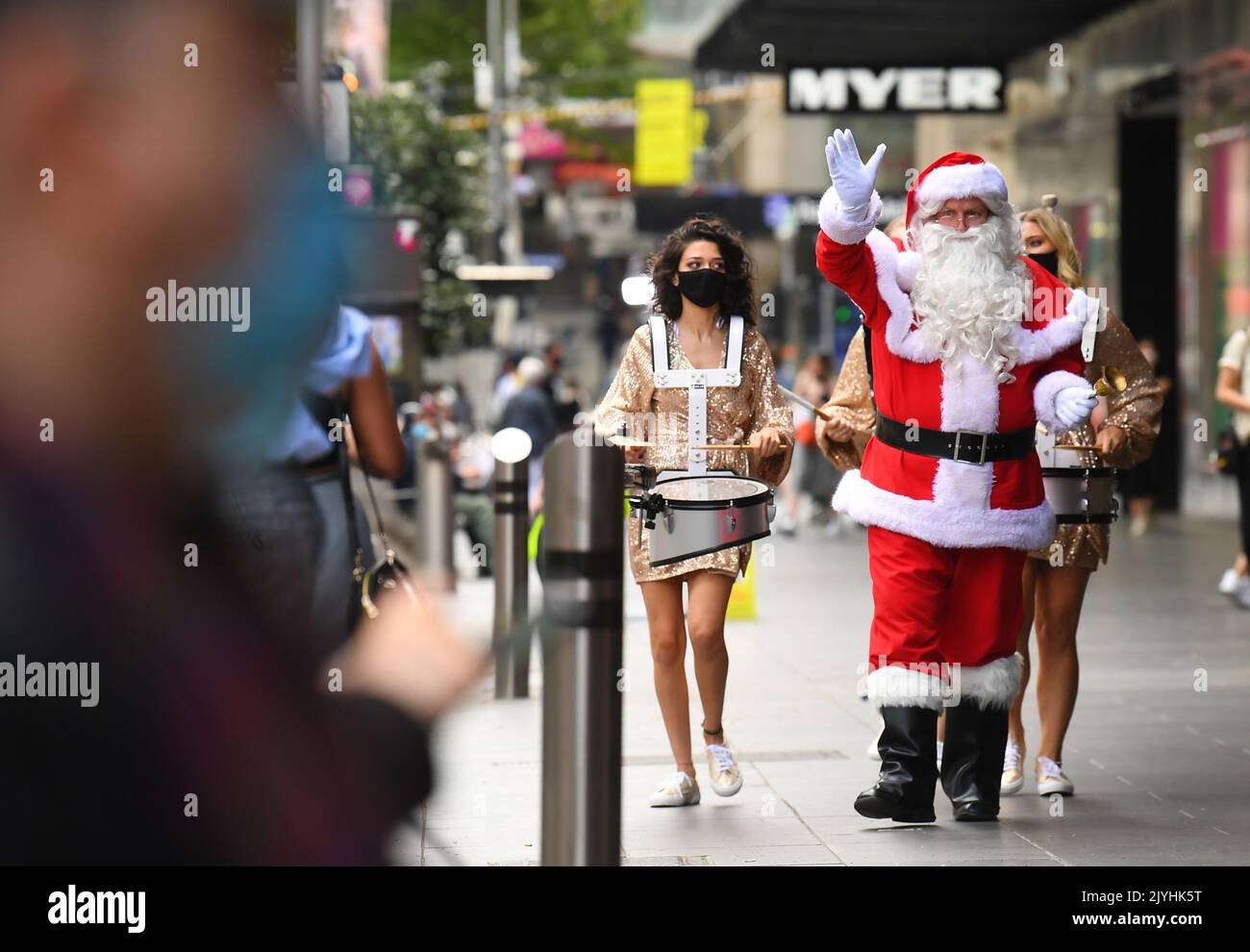 Santa Claus is seen outside of David Jones retail store during ...