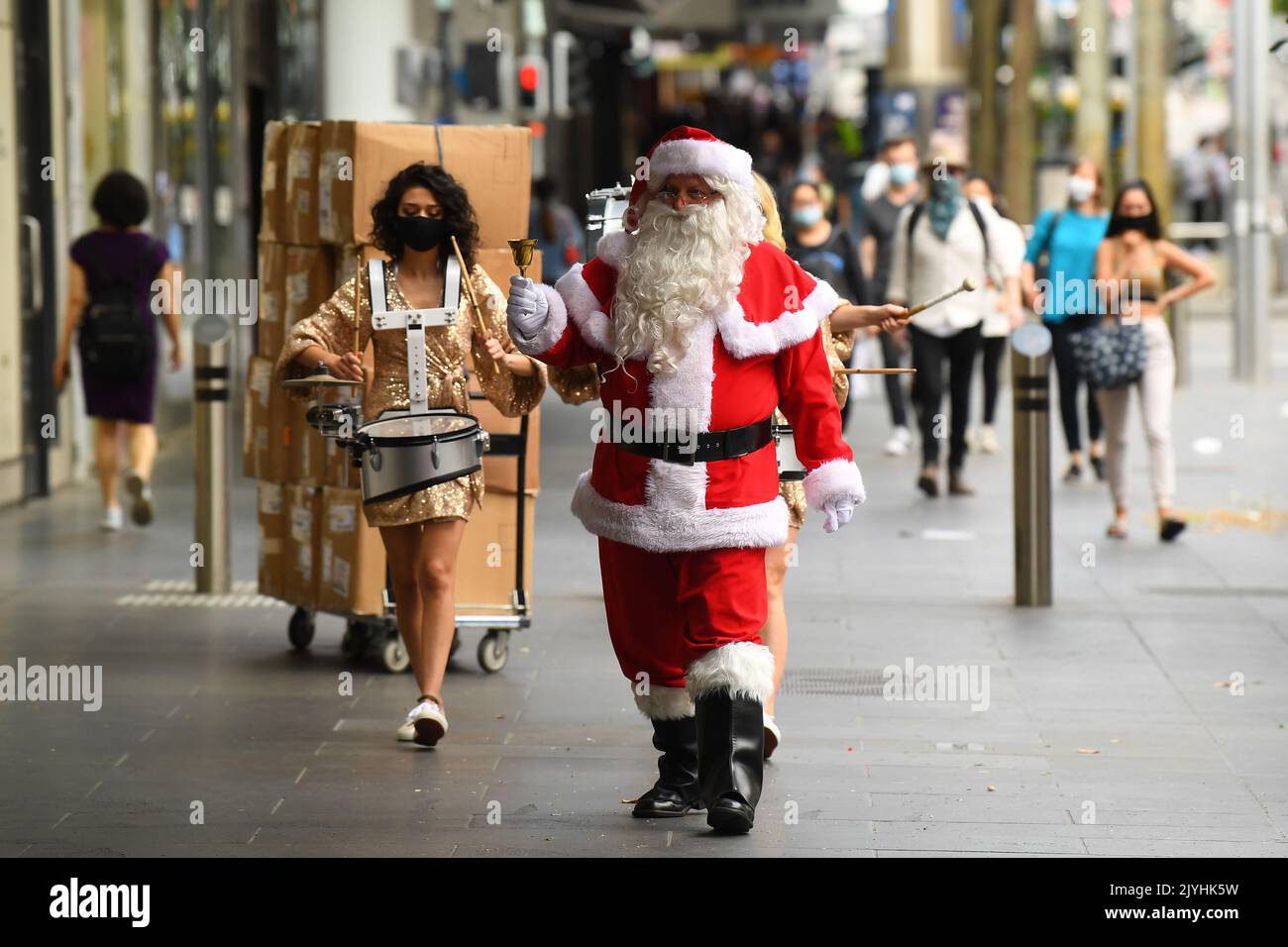 Santa Claus is seen outside of David Jones retail store during ...