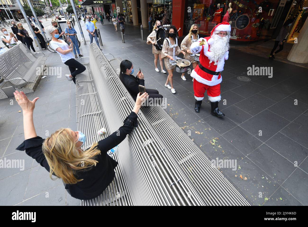 Santa Claus is seen outside of David Jones retail store during ...