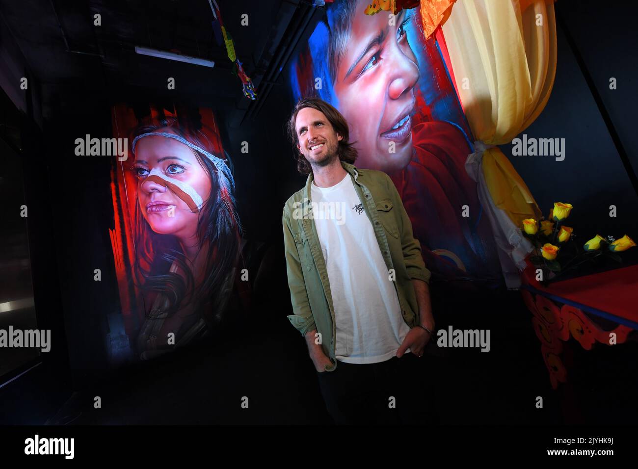 Artist Matt Adnate poses for a photograph at West Side Place Arcade in ...