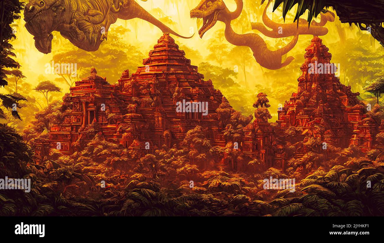 Artistic concept painting of an ancient temple, background illustration ...