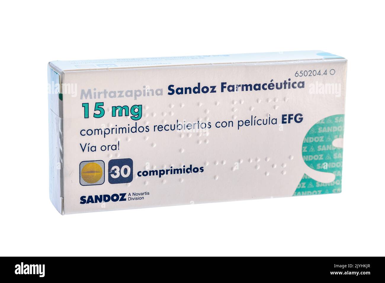 Huelva, Spain - September 8, 2022: Mirtazapine Sandoz Farmaceutica. It ...