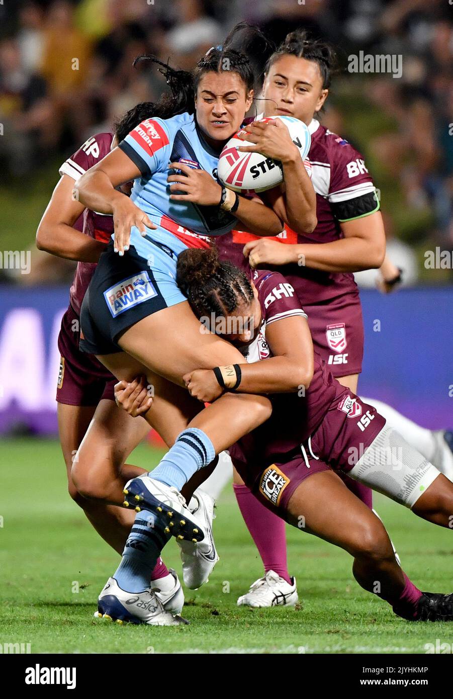 Yasmin Meakes (centre) of NSW in action during the Women's State of ...