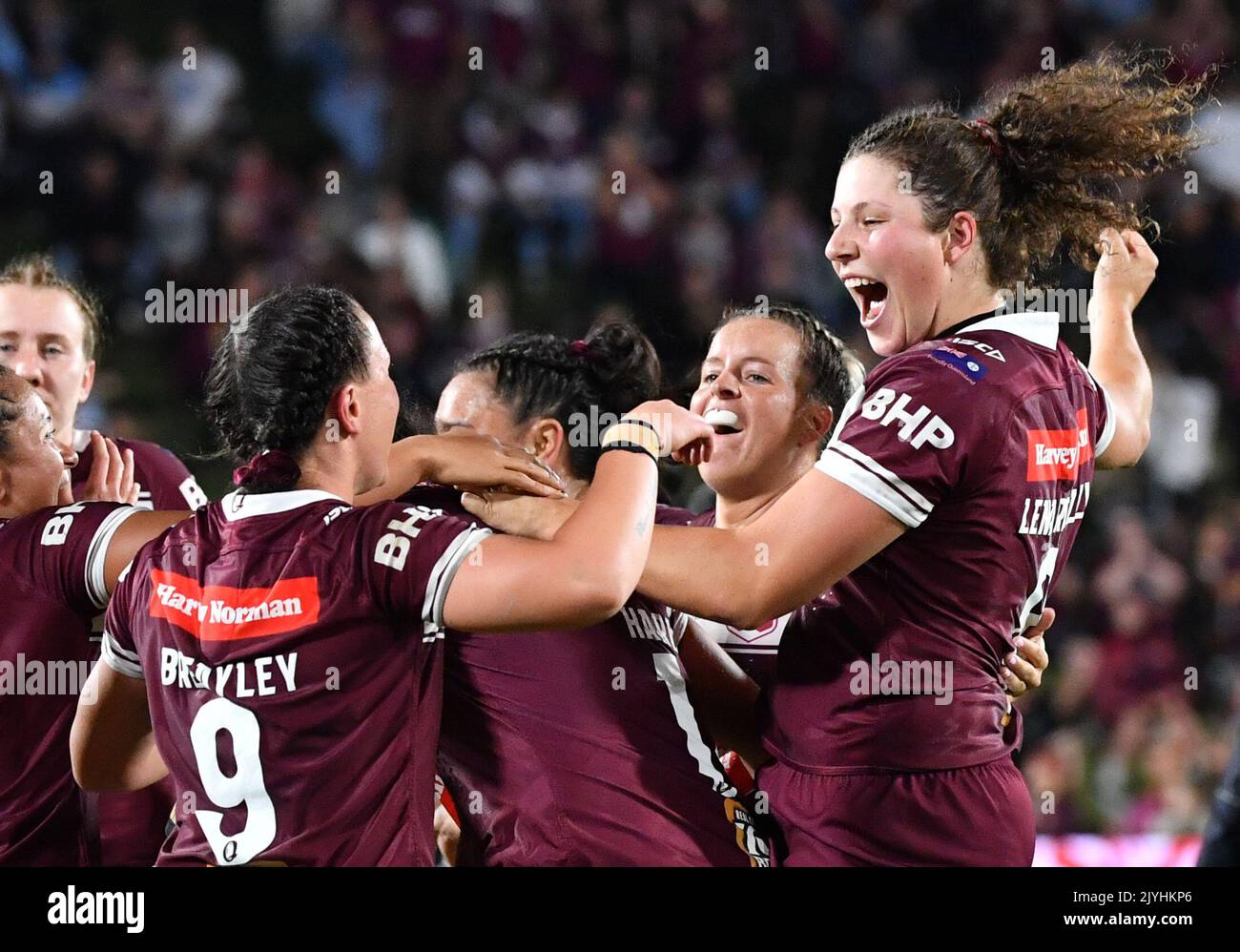 Brittany Breayley (left) and Chelsea Lenarduzzi (right) of the Maroons ...