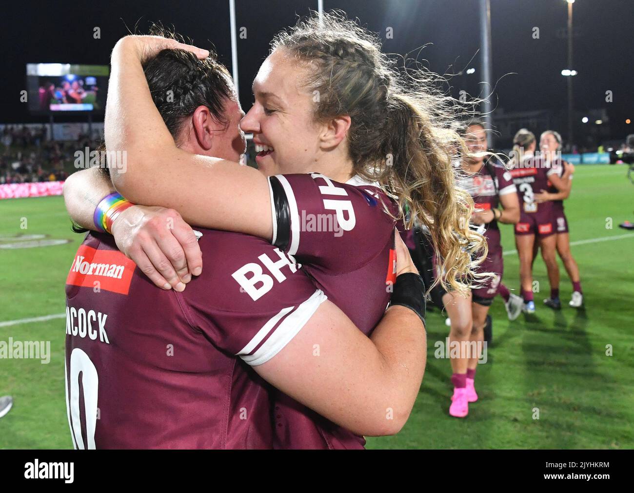 Stephanie Hancock (left) and Karina Brown (right) of the Maroons ...