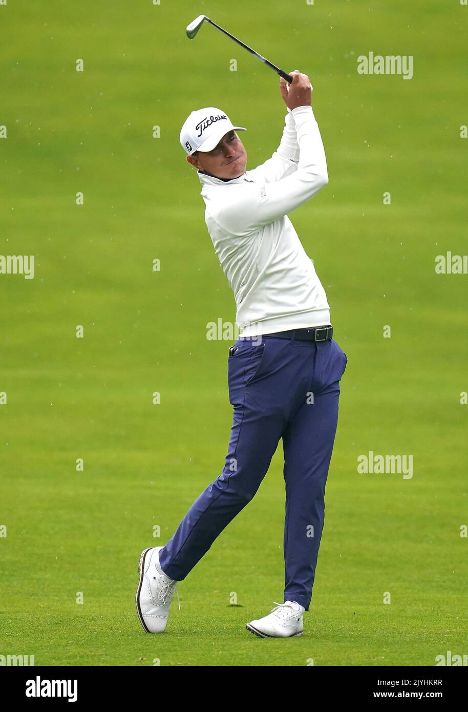 Australia's Jason Scrivener plays from the 5th fairway during day one ...