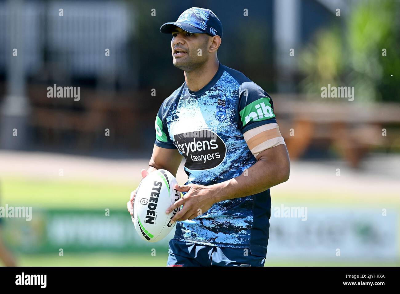 Daniel Tupou during a NSW Blues team training session at Wallarah Oval ...