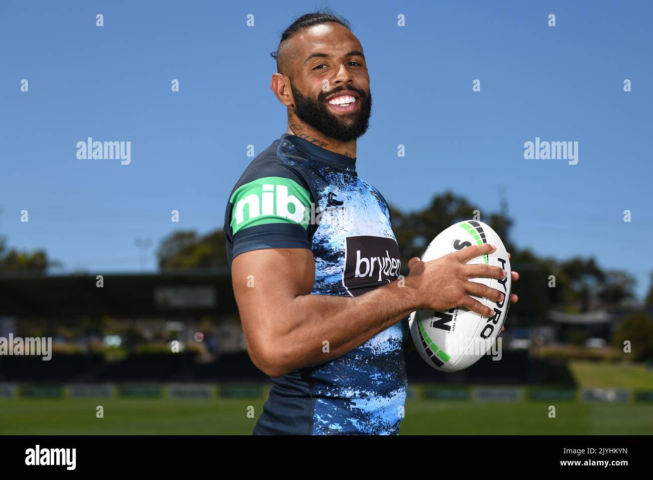 Josh Addo-Carr poses for a photograph during a NSW Blues team training ...