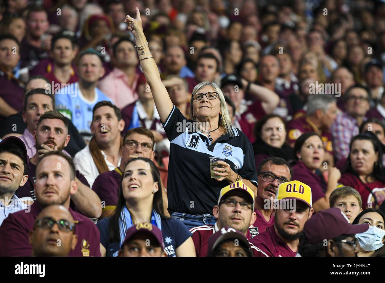 A Blues fan shows support during Game 3 of the 2020 State of Origin ...