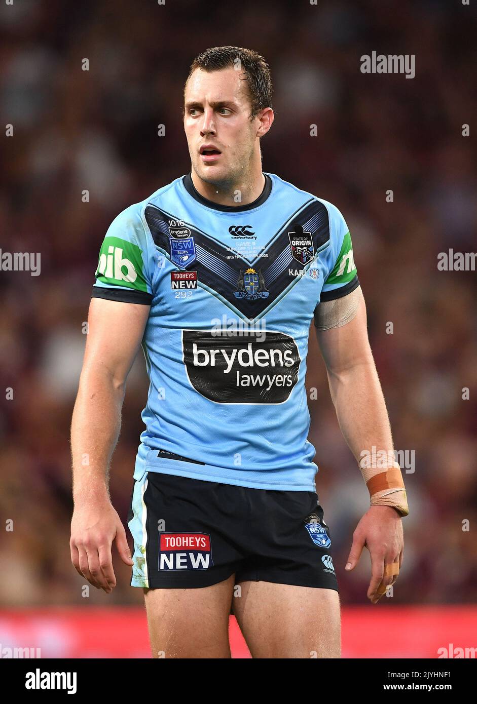 Isaah Yeo looks on during Game 3 of the 2020 State of Origin series ...