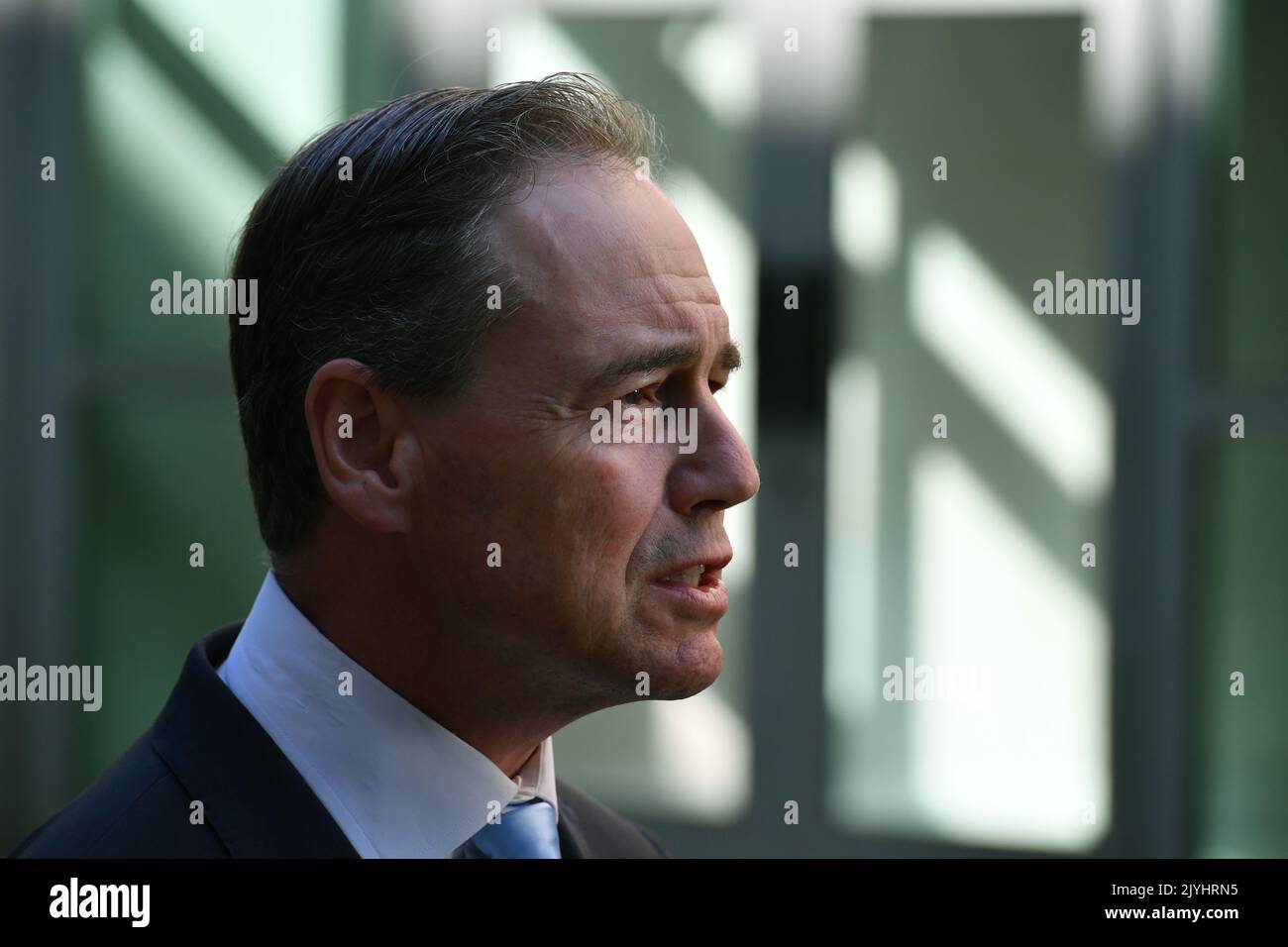 Minister for Health Greg Hunt at a press conference at Parliament House ...