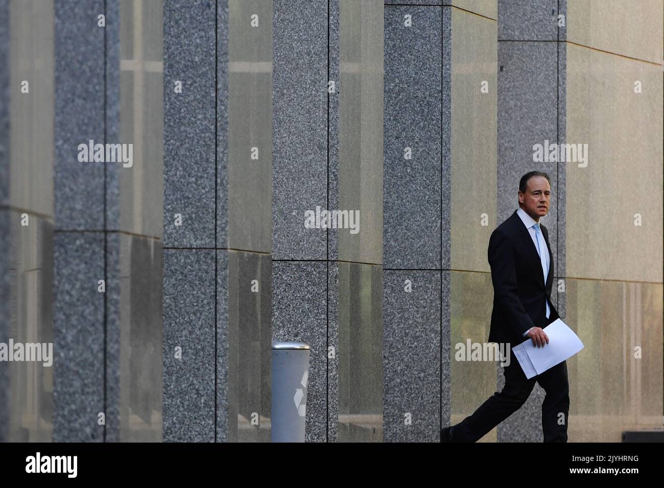 Minister for Health Greg Hunt arrives at a press conference at ...