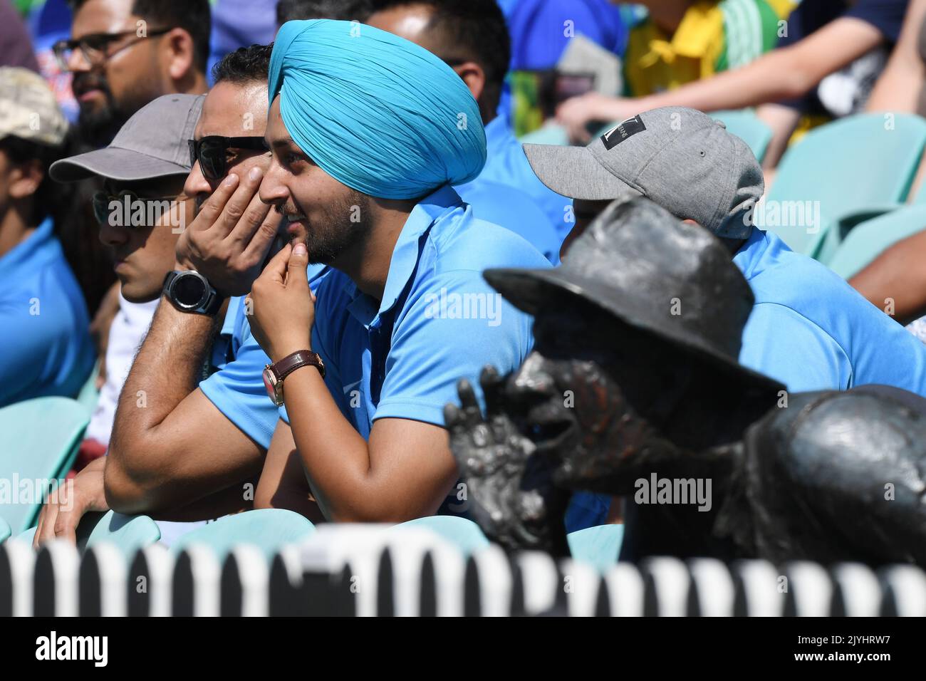Indian supporters sitting in the stands with 'Yabba' during the first ...