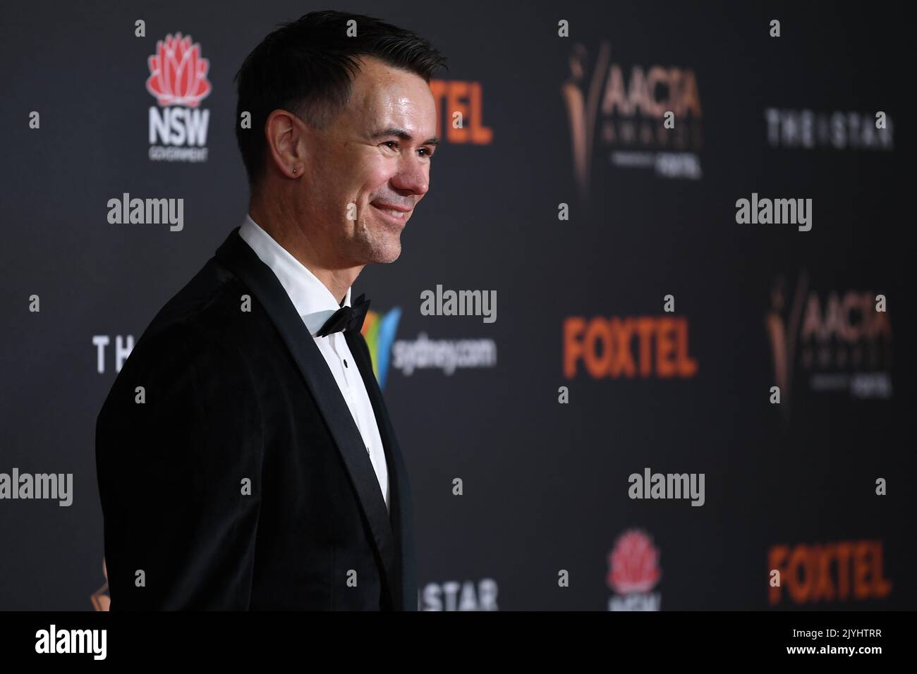 Mat Kesting arrives at the 2020 AACTA Awards at The Star in Sydney ...