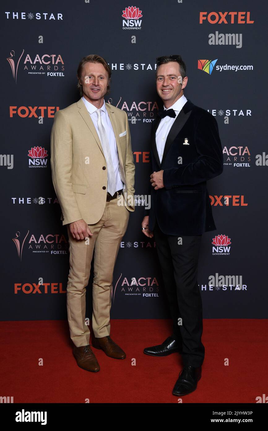 Cameron Nugent and Andrew Curry arrive at the 2020 AACTA Awards at The ...