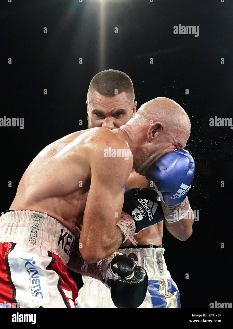 Ben Kite strikes Danny Kennedy during their undercard welterweight bout ...