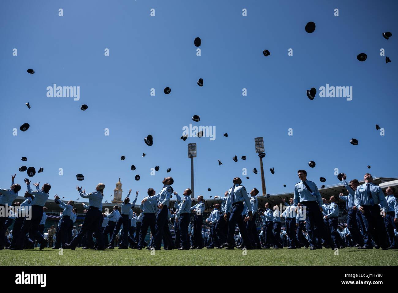 Police Officers throwing their hats into the air after the Classes of ...