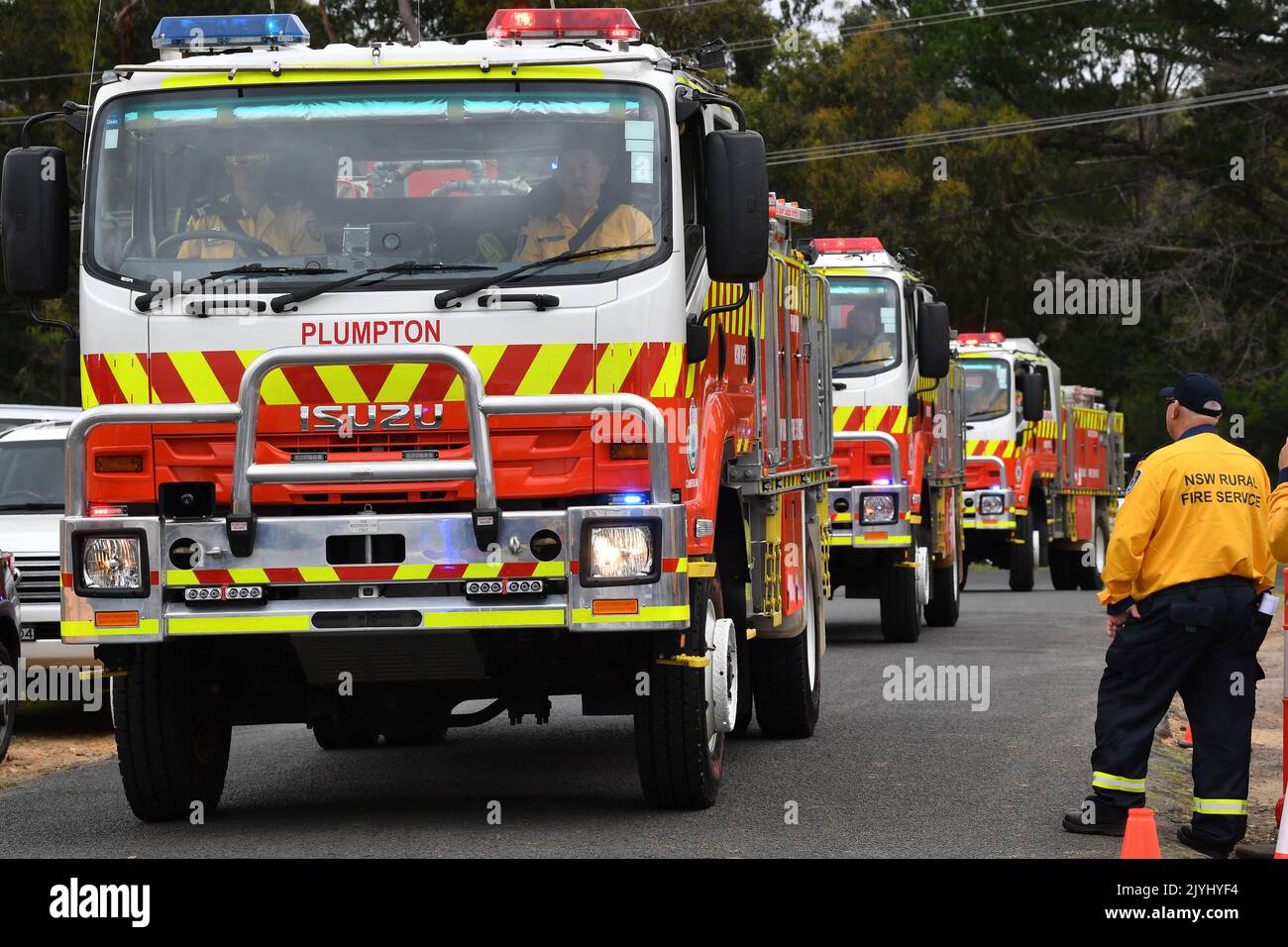 RFS fire fighting tankers arrive for the Buxton RFS Memorial Opening in ...
