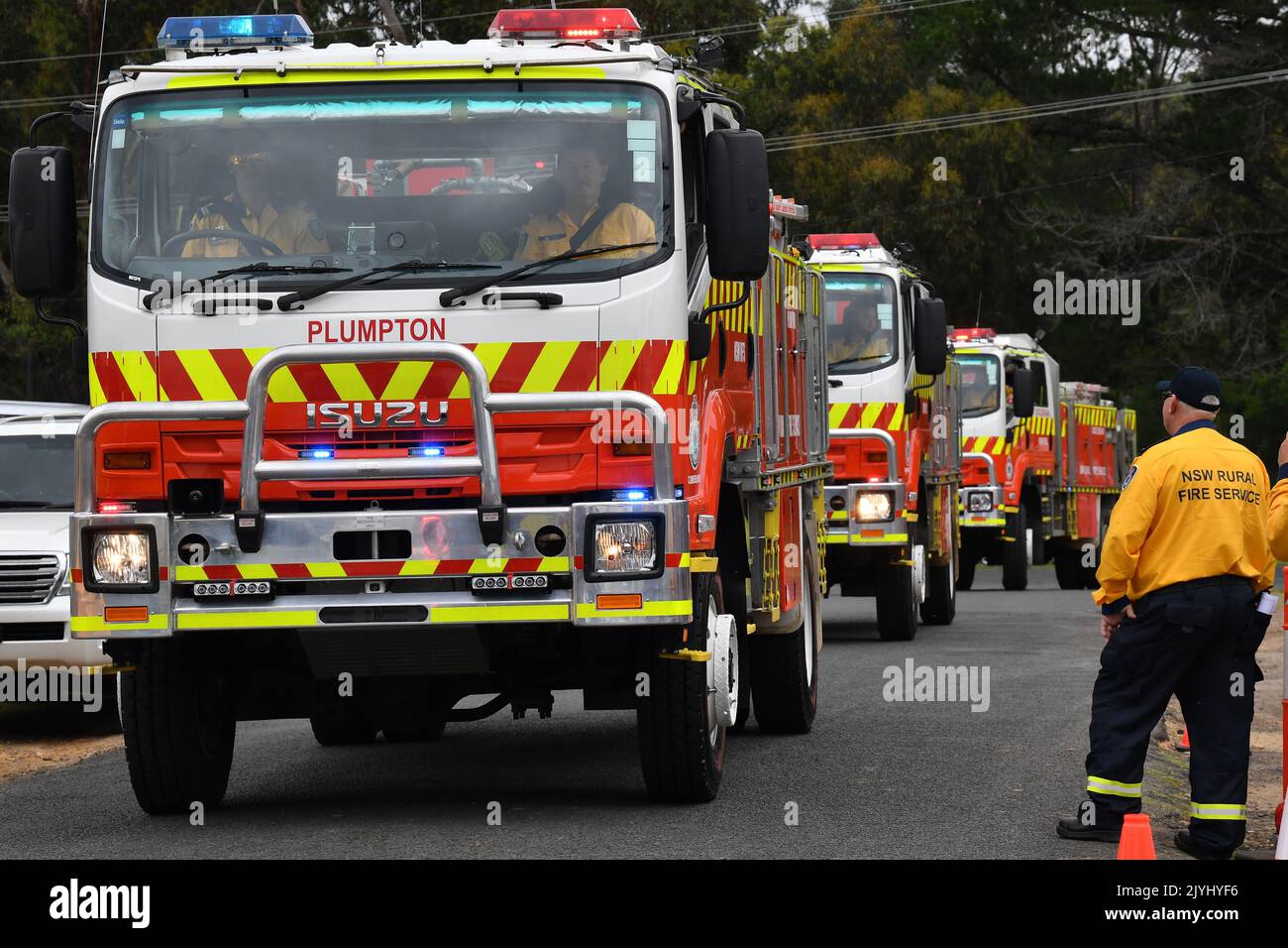RFS fire fighting tankers arrive for the Buxton RFS Memorial Opening in ...