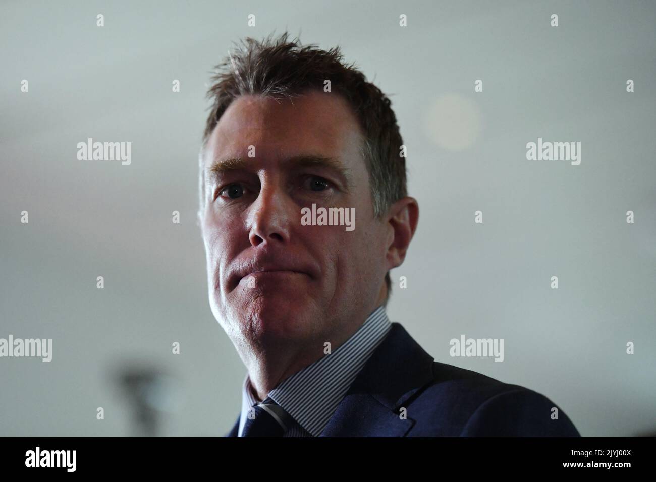 Attorney-General Christian Porter leaves after a press conference at ...