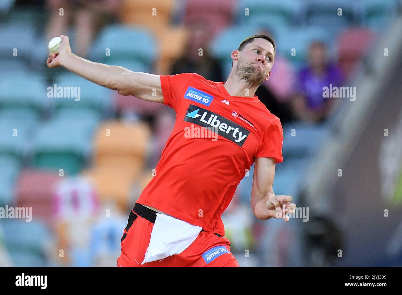 Beau Webster of the Renegades bowls during the Big Bash League (BBL ...
