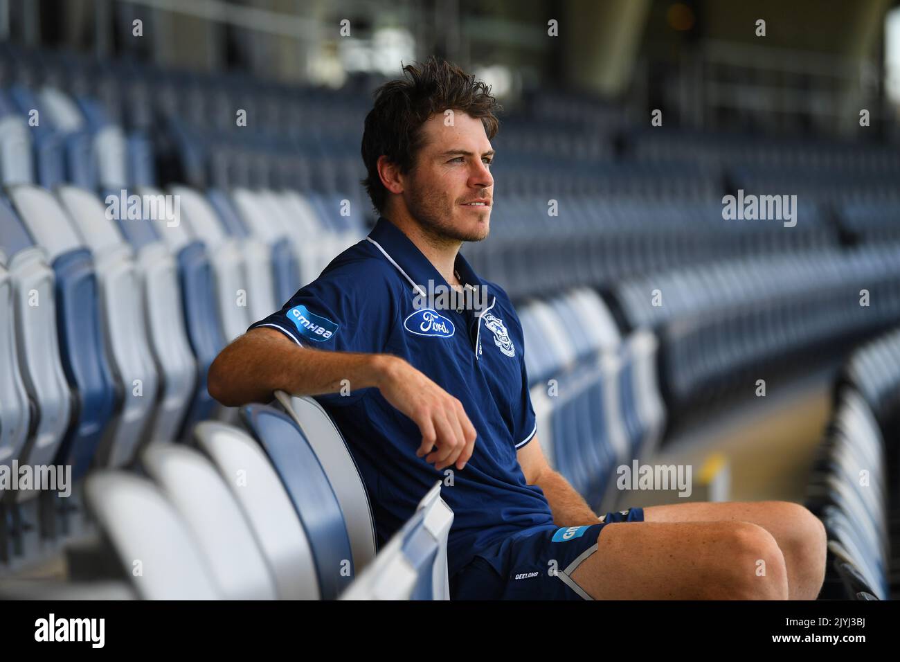 (L-R) Isaac Smith of the Geelong Cats poses for a photograph during a ...