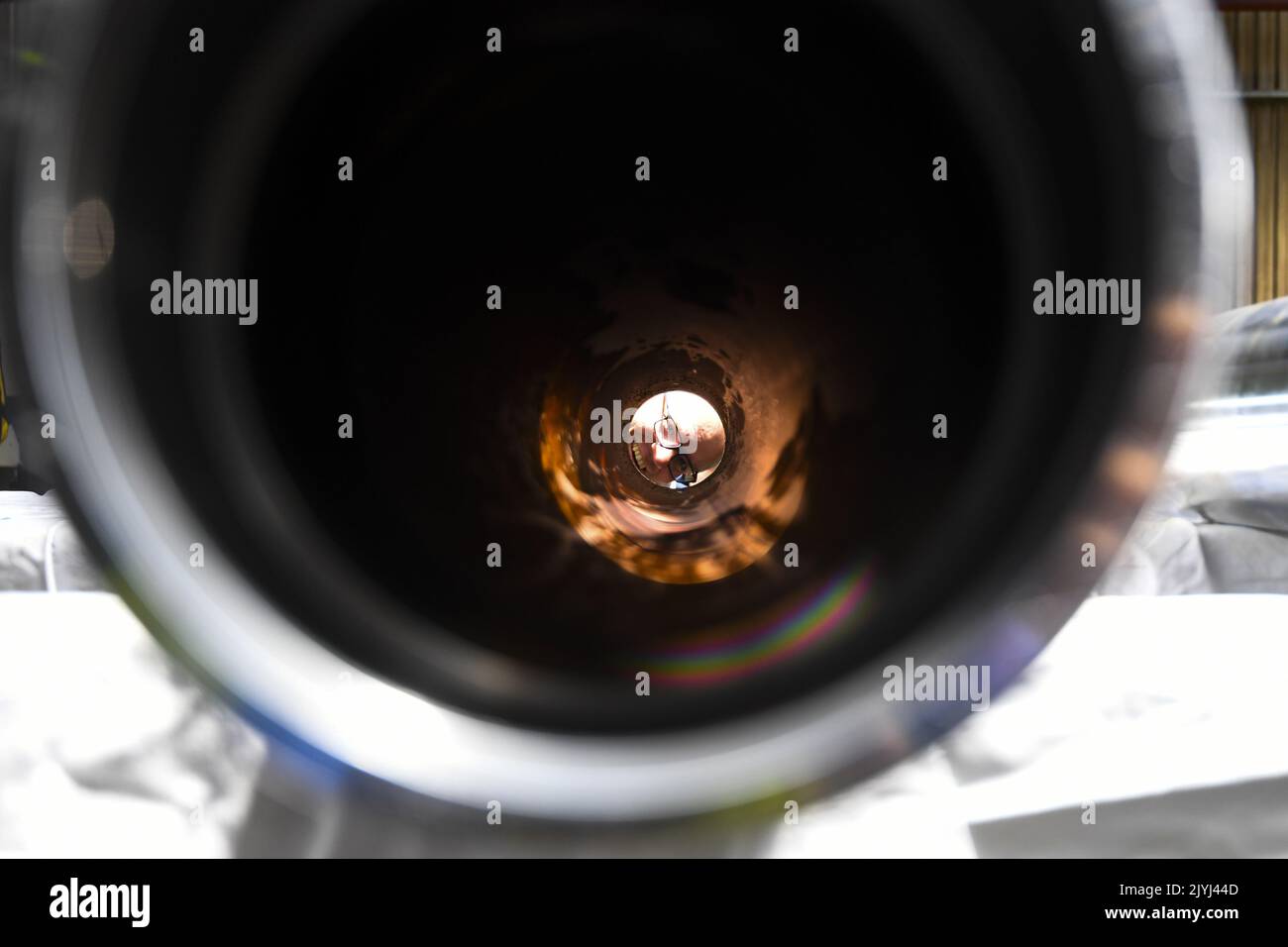 Australian Prime Minister Scott Morrison looks through a steel section ...