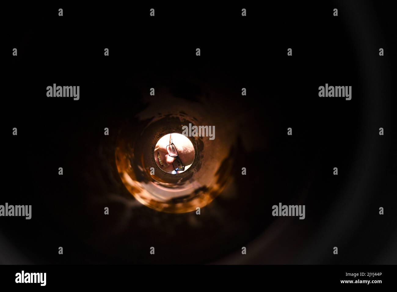 Australian Prime Minister Scott Morrison looks through a steel section ...