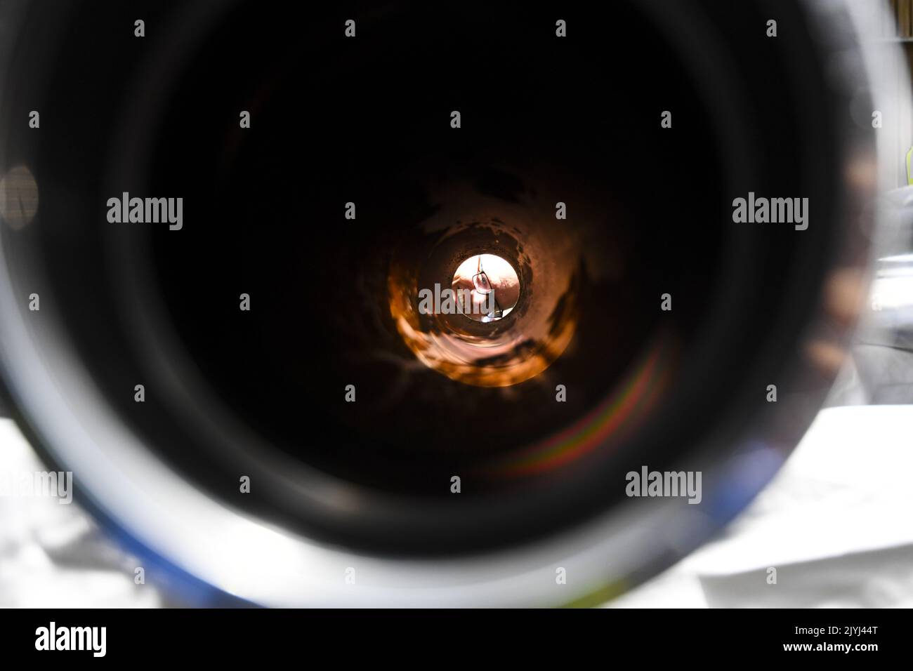 Australian Prime Minister Scott Morrison looks through a steel section ...