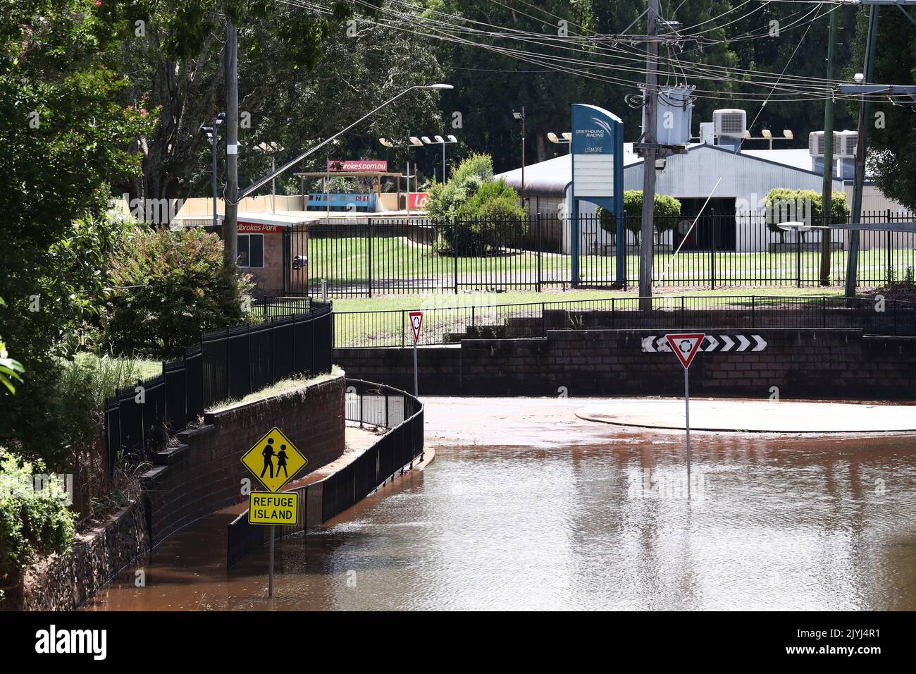 A flooded street in Lismore , Northern NSW, Thursday, December 17, 2020 ...
