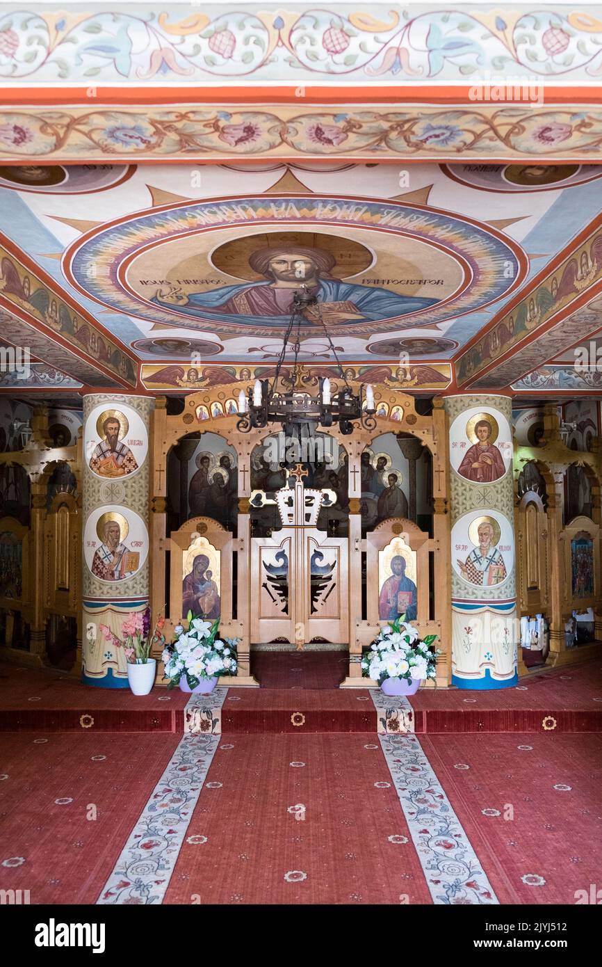 Romania, Maramures, Barsana, Wooden churches at Barsana Monastery Stock ...