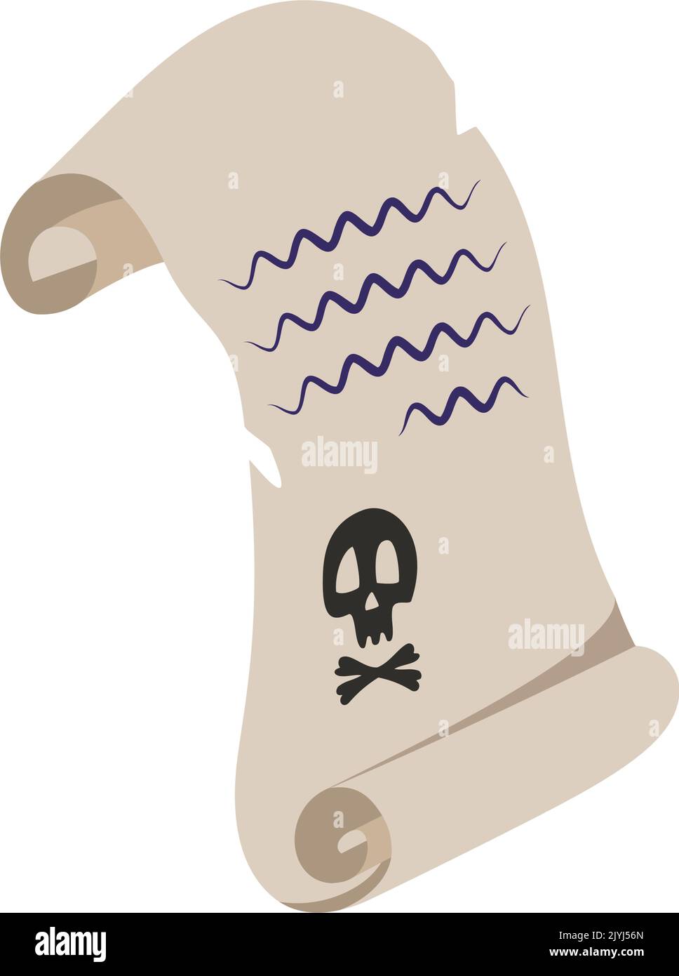 Gothic spells on parchment with a witch skull and paper scroll. Festive decoration for halloween ...