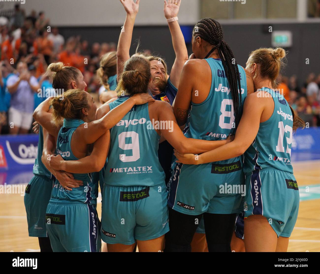 The Southside Flyers celebrate their WNBL final win over the Townsville ...