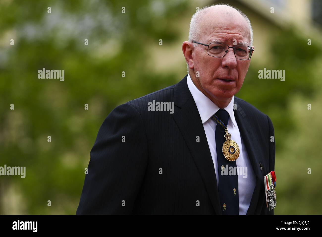 Australian Governor-General David Hurley arrives during a State funeral ...