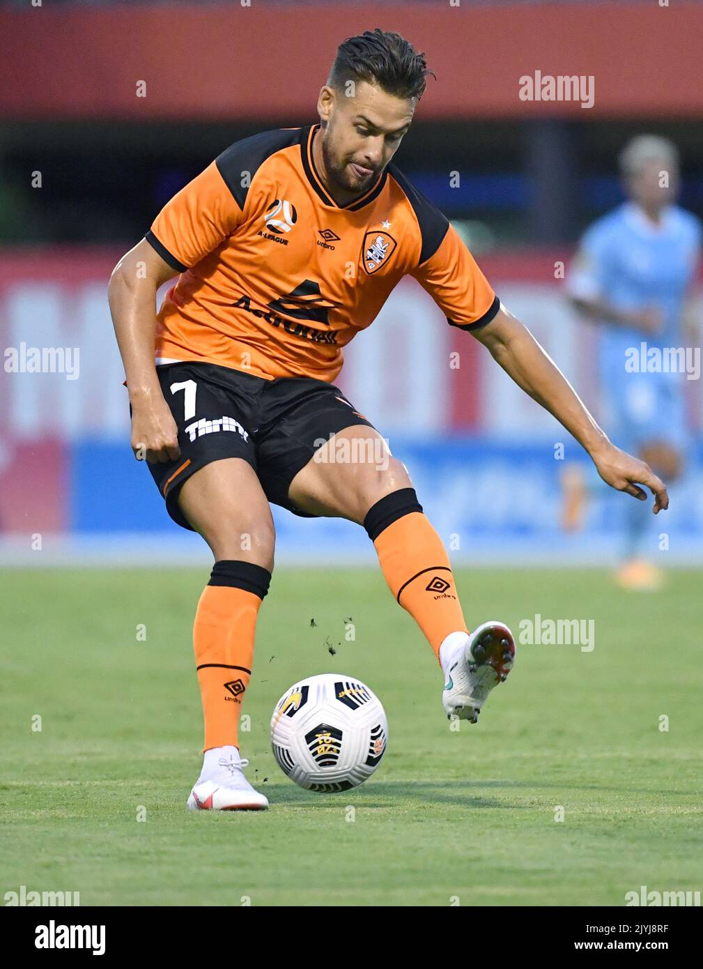 Jai Ingham of the Roar in action during the Round 1 A-League match ...