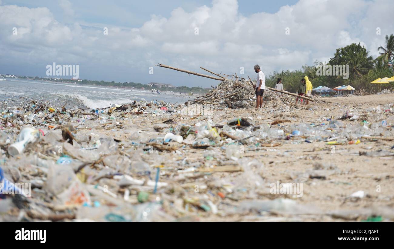 Washed up trash are seen at Kuta Beach in Bali on the weekend. Bali's ...
