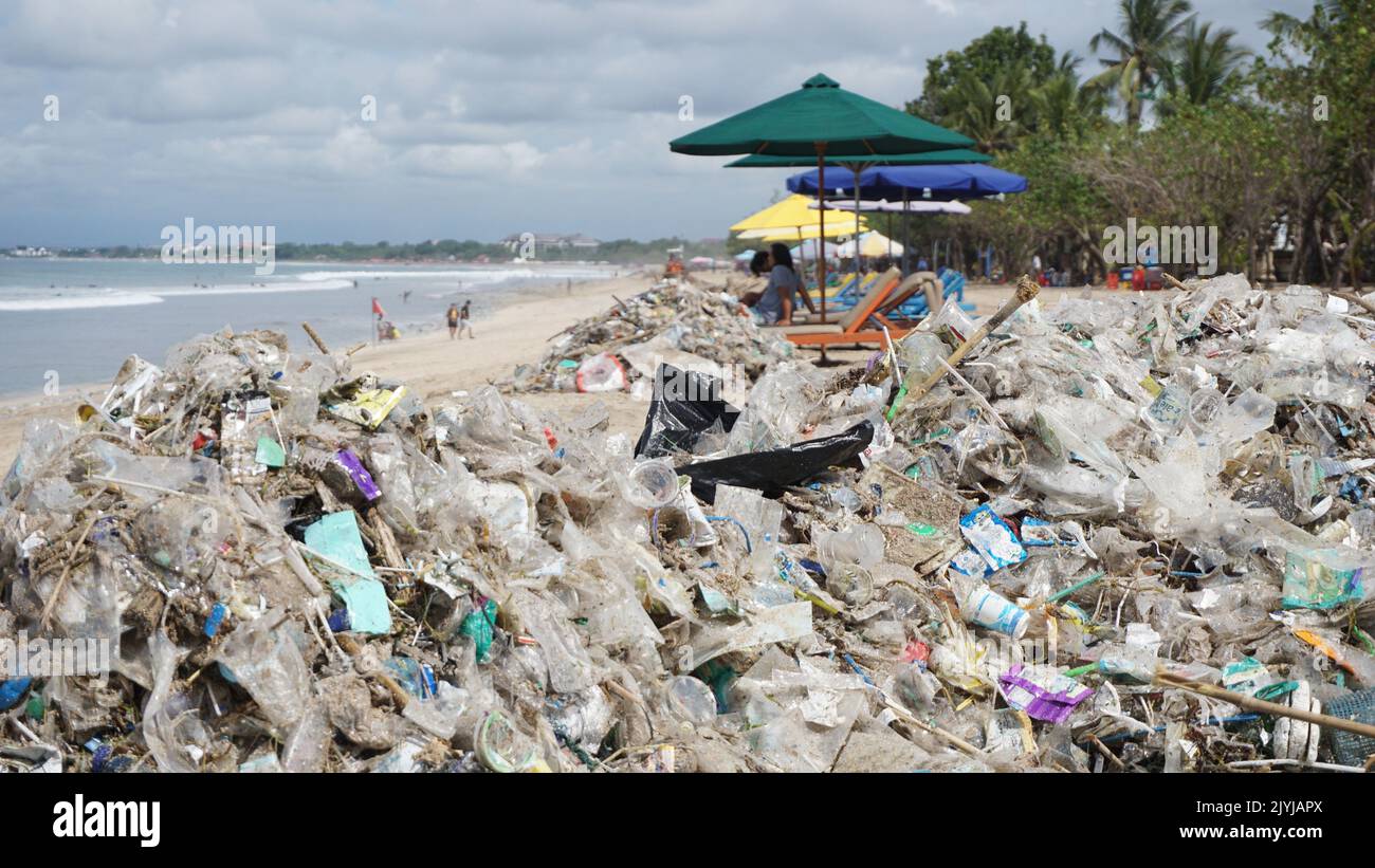Washed up trash are seen at Kuta Beach in Bali on the weekend. Bali's ...
