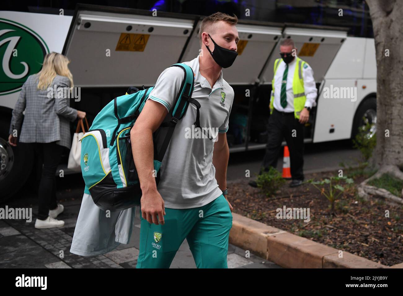 Australian cricketer Marnus Labuschagne arrives with the Australian ...