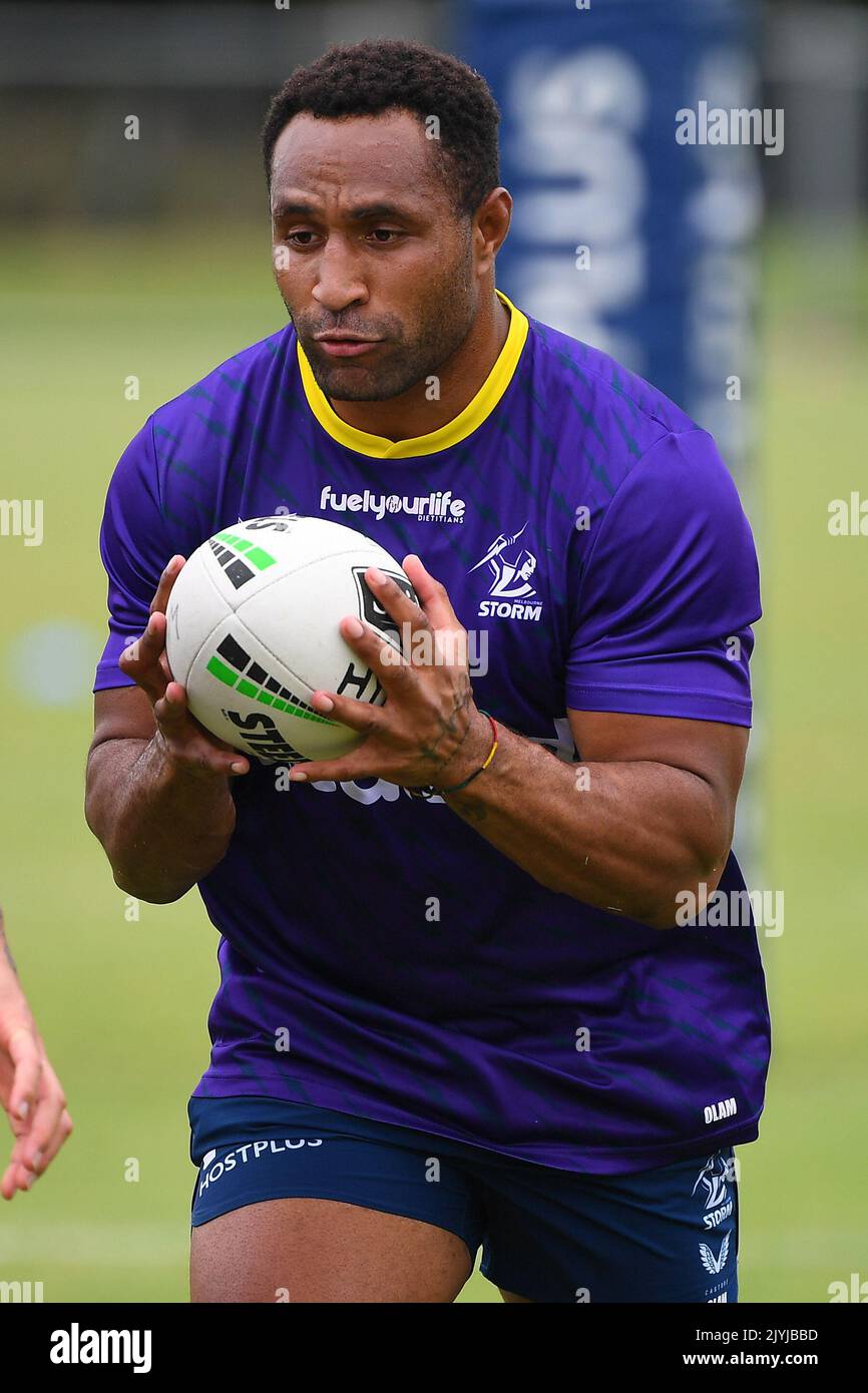 Justin Olam of Melbourne Storm is seen in action during an NRL ...