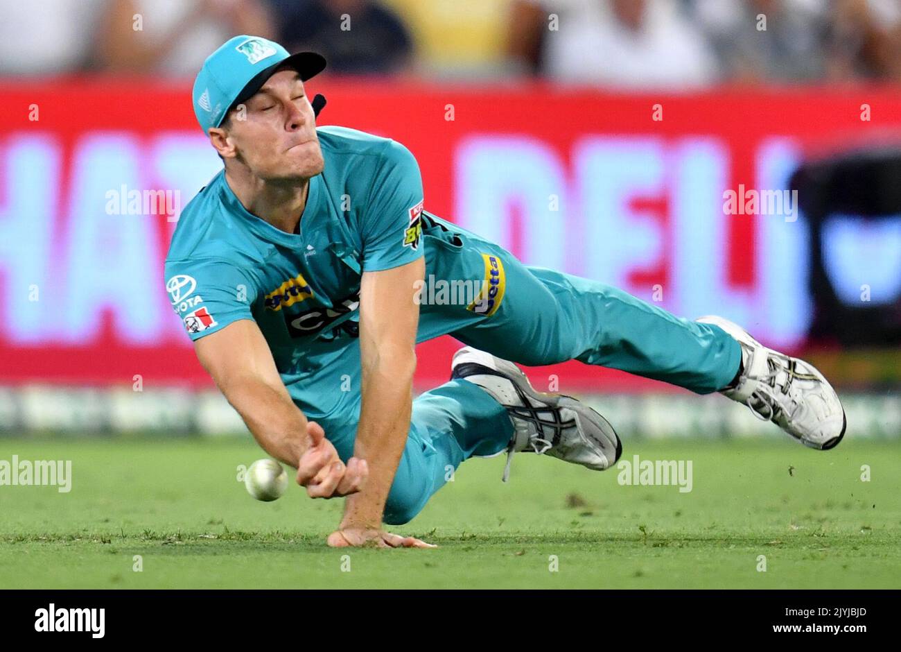 James Bazley of the Heat drops a catch off the batting of Ben Cutting ...