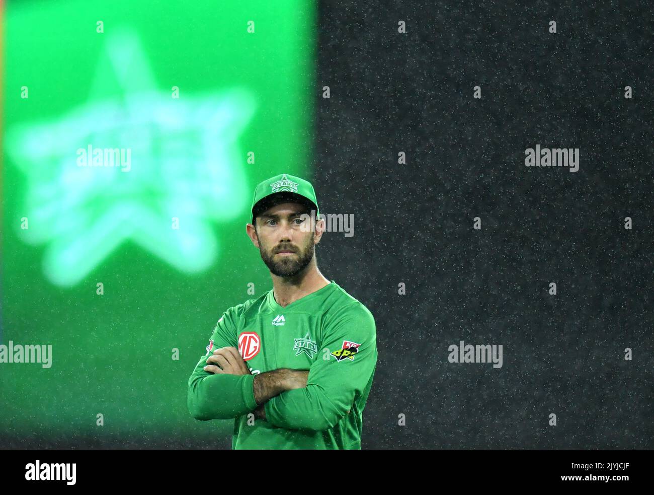 Glenn Maxwell of the Stars is seen in the rain before the Big Bash ...