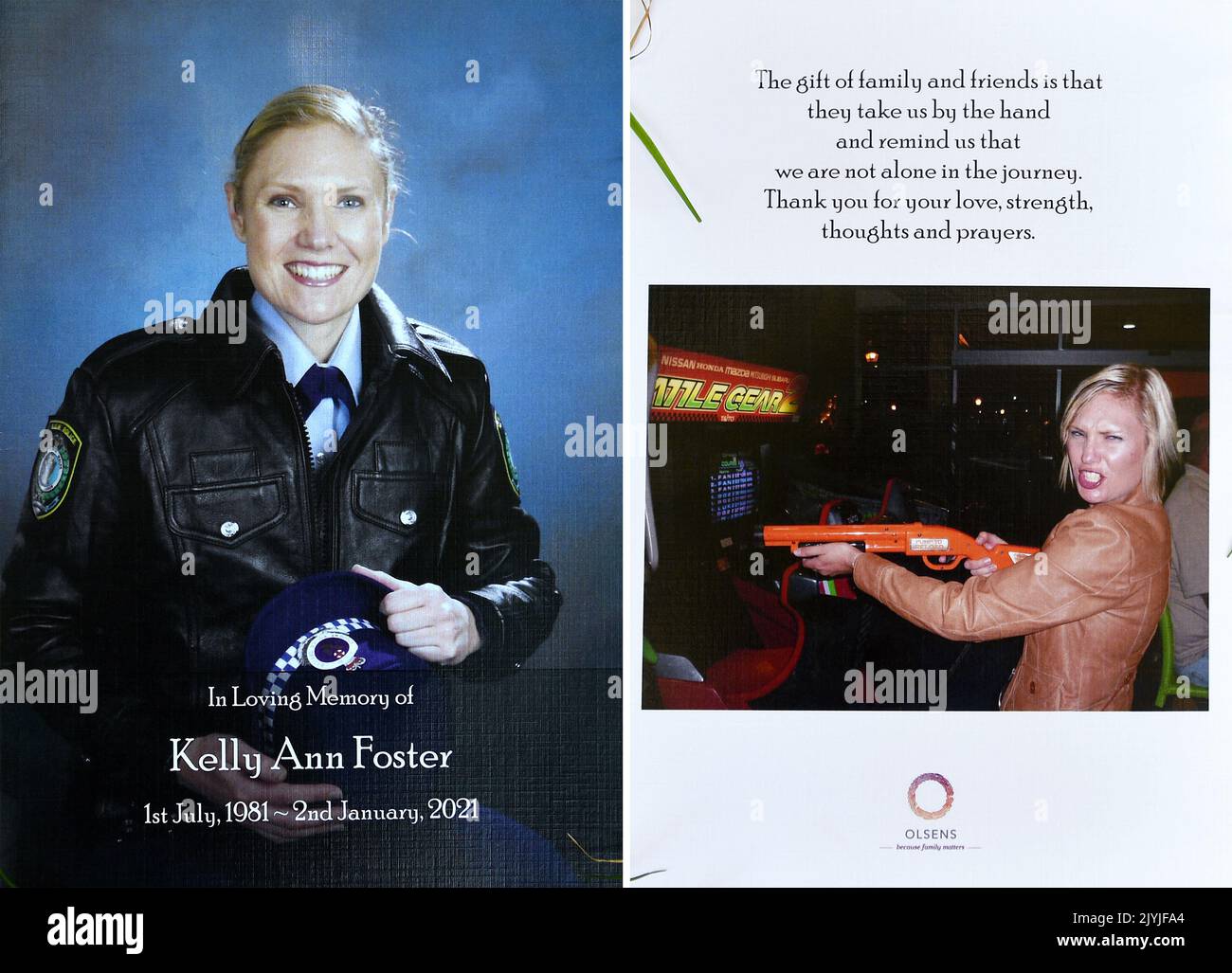 A composite of two images of the order of service booklet, seen during ...