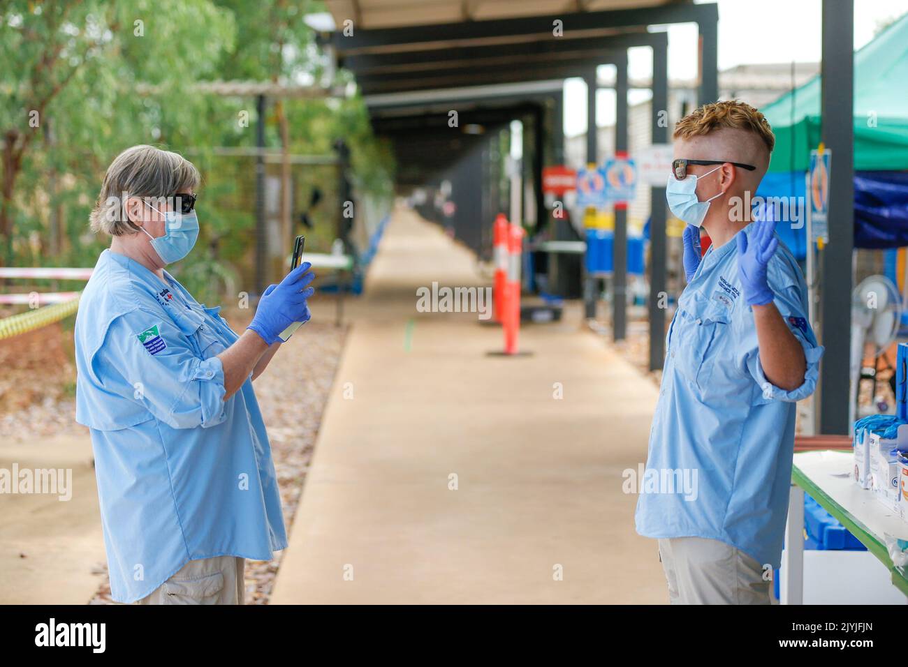 A PPE donning station at the NCCTRCA/AUSMAT sections of the Howard ...