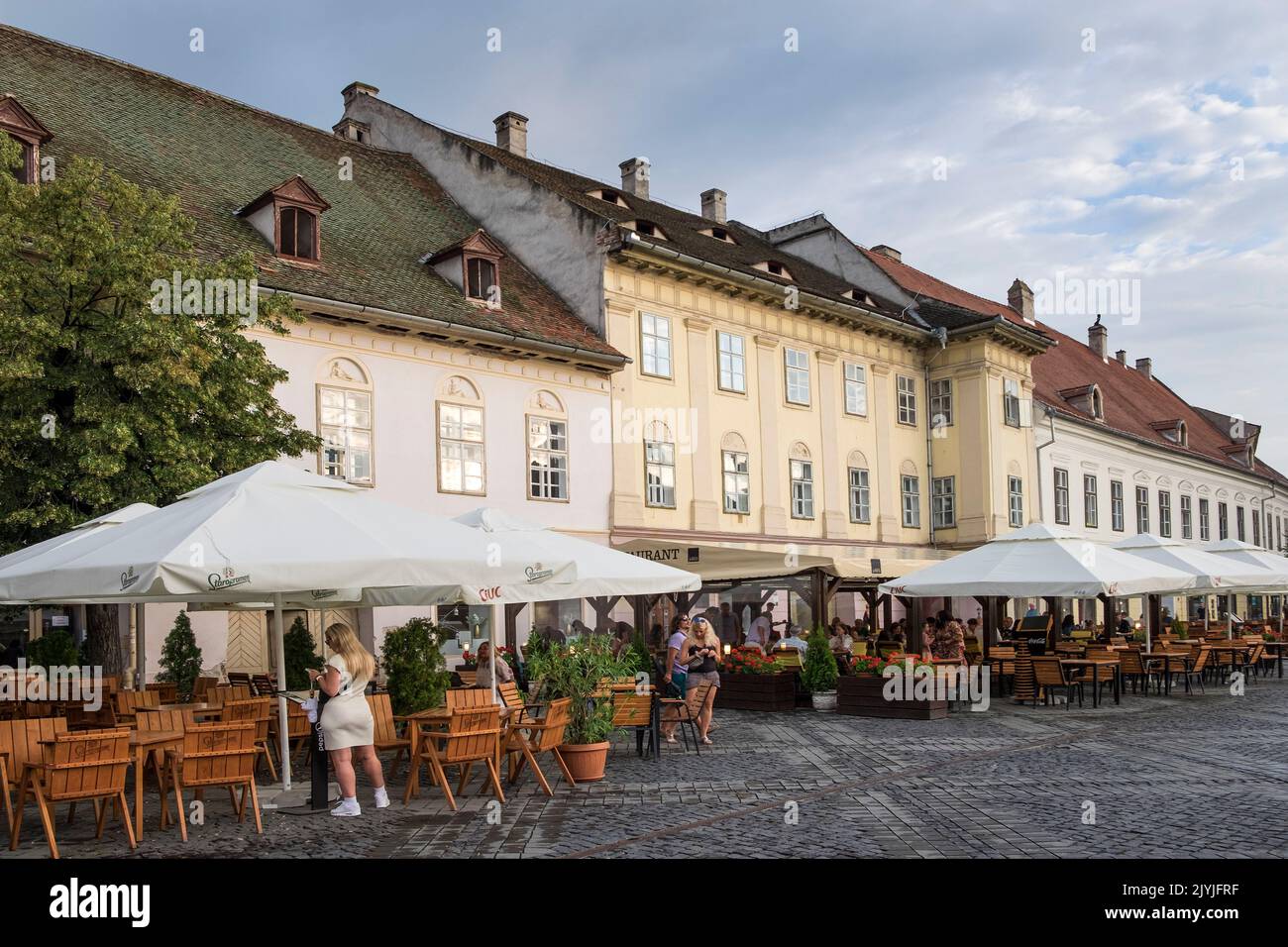 Romania, Romania, Transylvania, Sibiu, Piata Mare Square Stock Photo ...